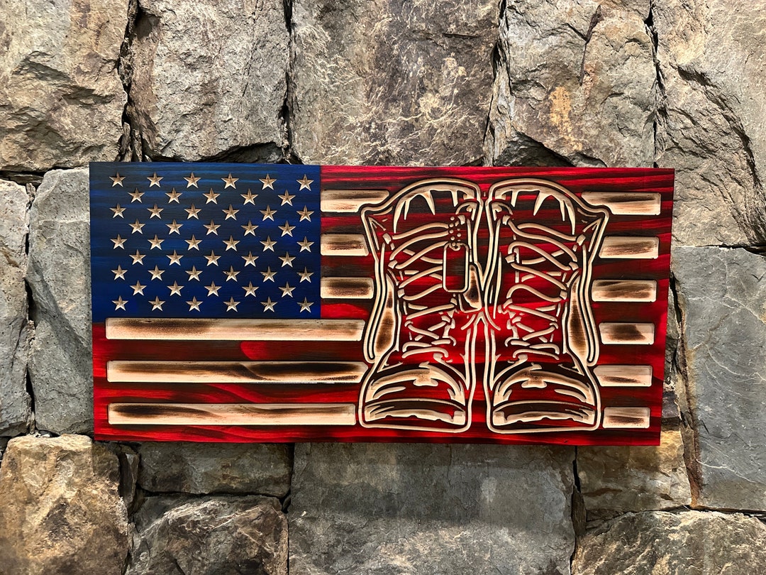 Customizable Military Boots Wood Flag - Etsy