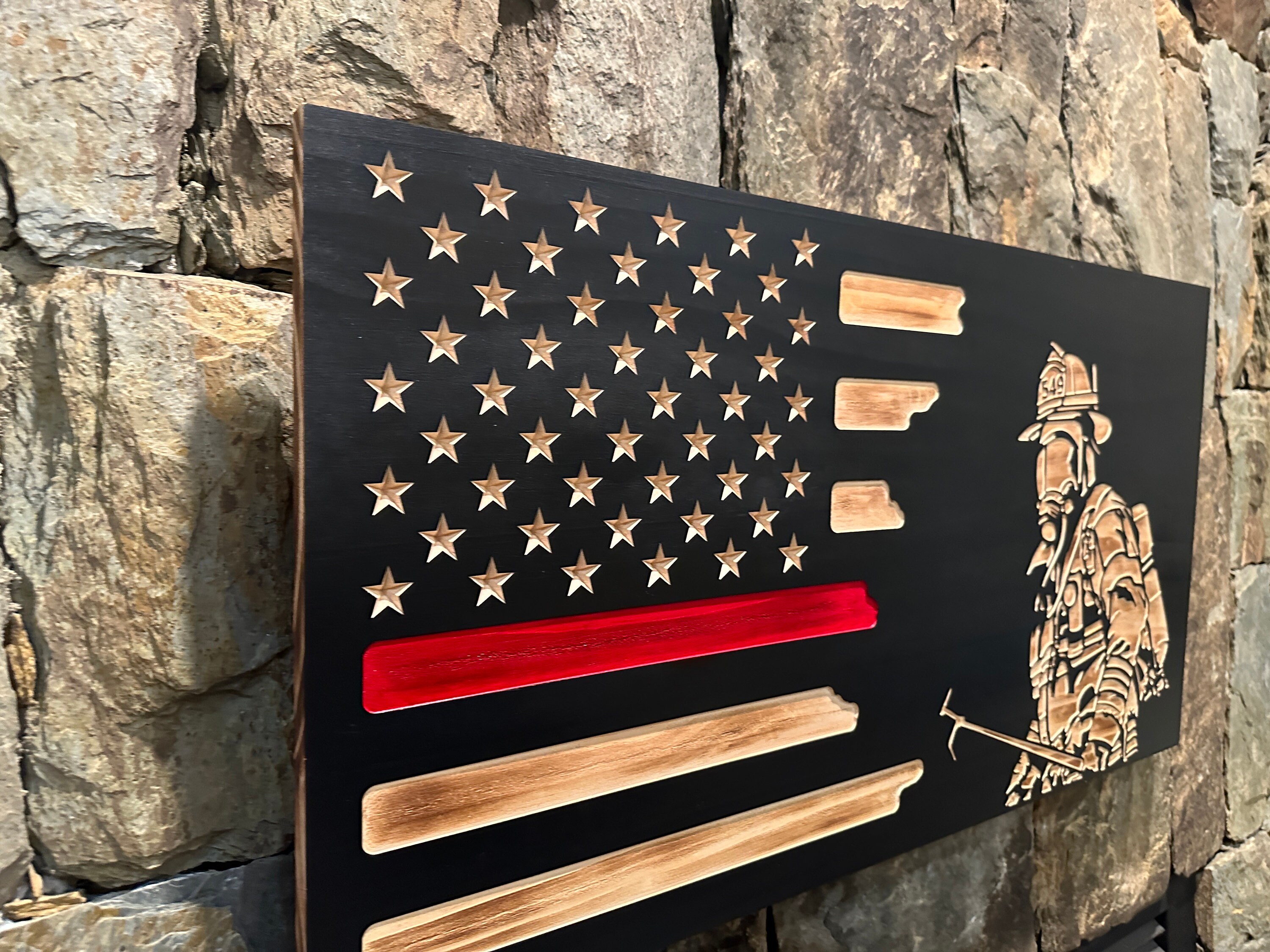 Customizable Firefighter Wood Flag - Etsy