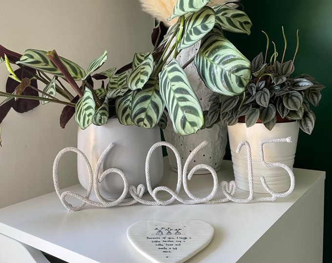 Personalised Knitted Wire Date Signs - Etsy UK