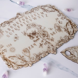 Floral Skull Spirit Board With Planchette Heirloom White | Divination ...