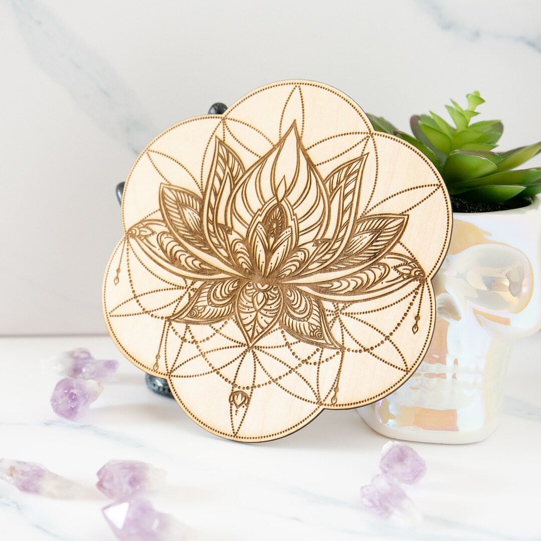 Lotus Crystal Grid Pendulum Board Divination Decorative Sage Scrying ...