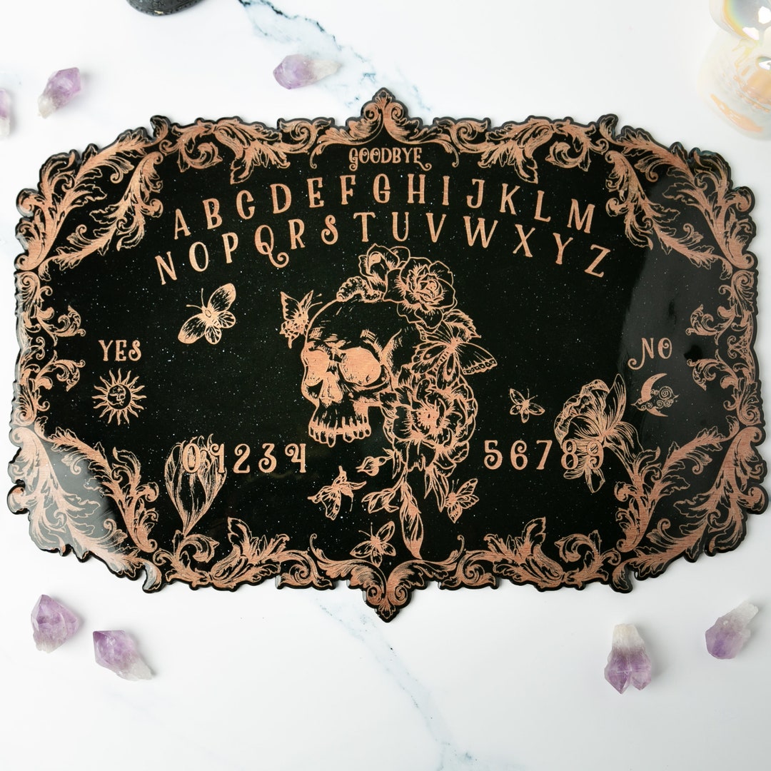 Floral Skull Spirit Board With Planchette Black | Divination Decorative ...