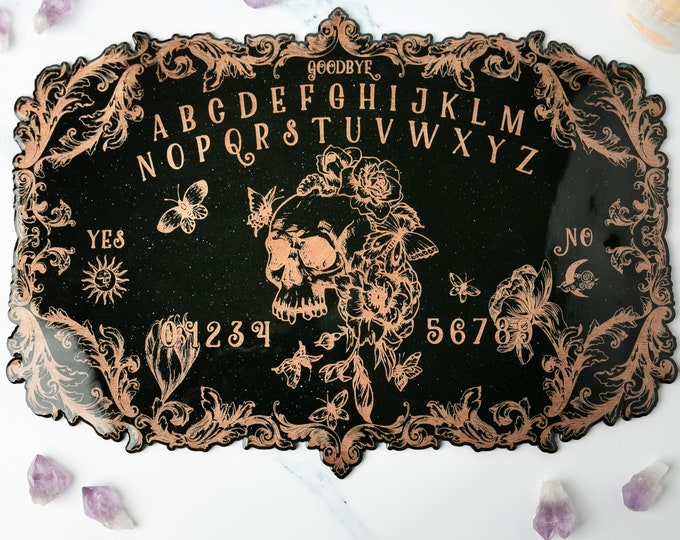 Floral Skull Spirit Board With Planchette Black | Divination Decorative ...