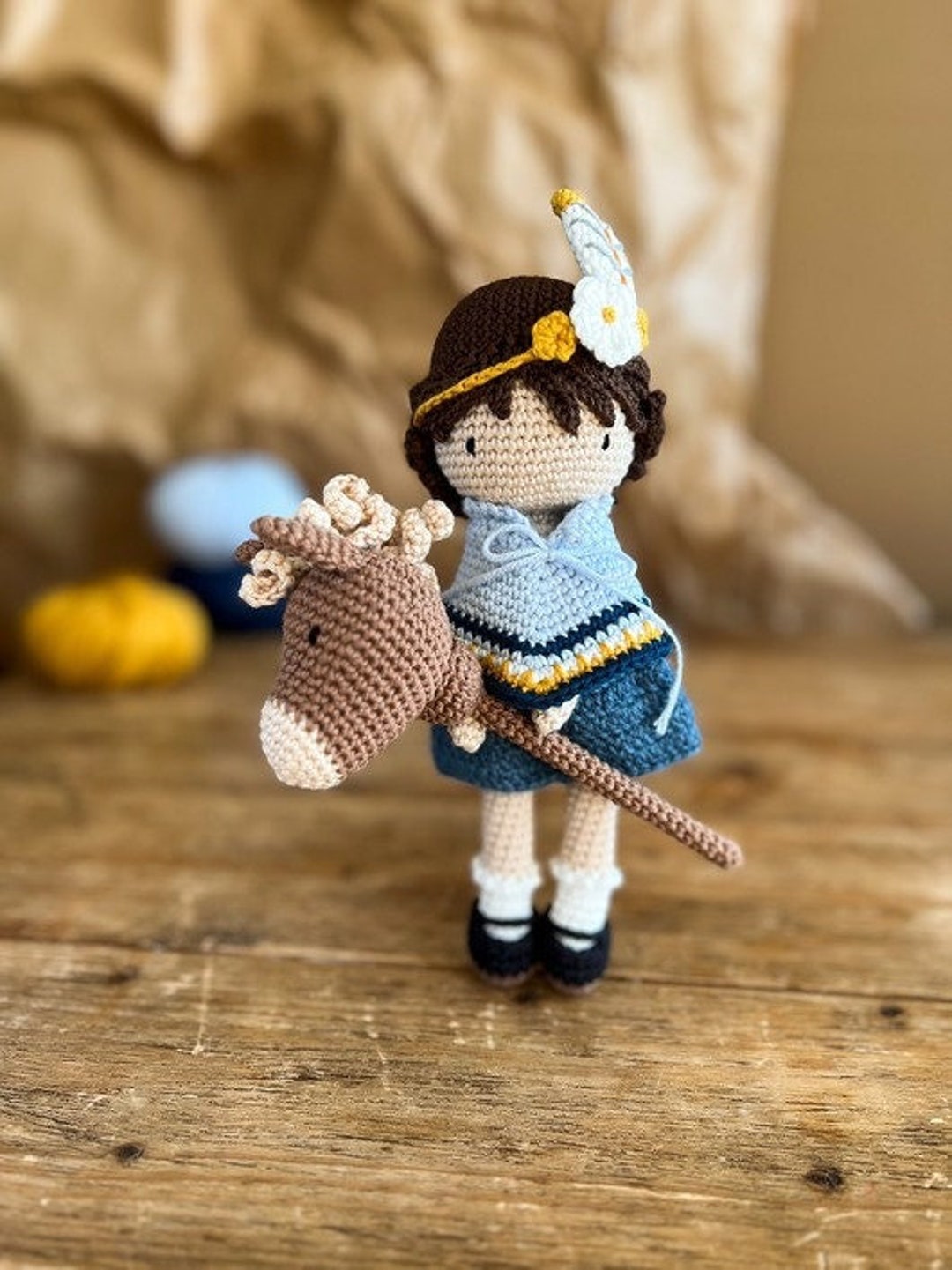 Adorable Crochet Doll and Hobby Horse Set, Perfect Gift for Imaginative ...