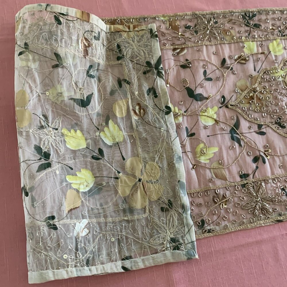 Stunning Hand Beaded, Hand Painted Table Runner - Etsy