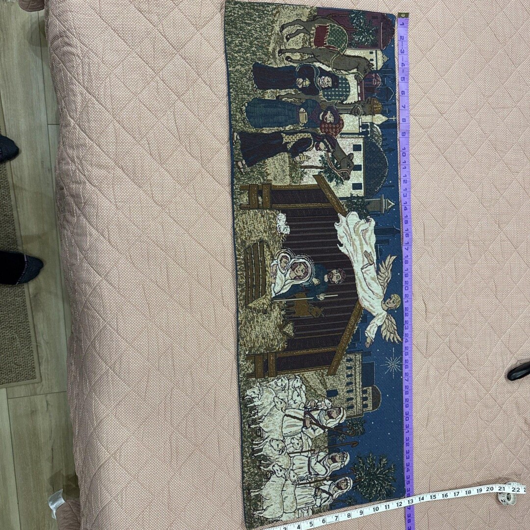 Nativity Scene Tapestry Table Runner 13"x35" Baby Jesus Christmas ...