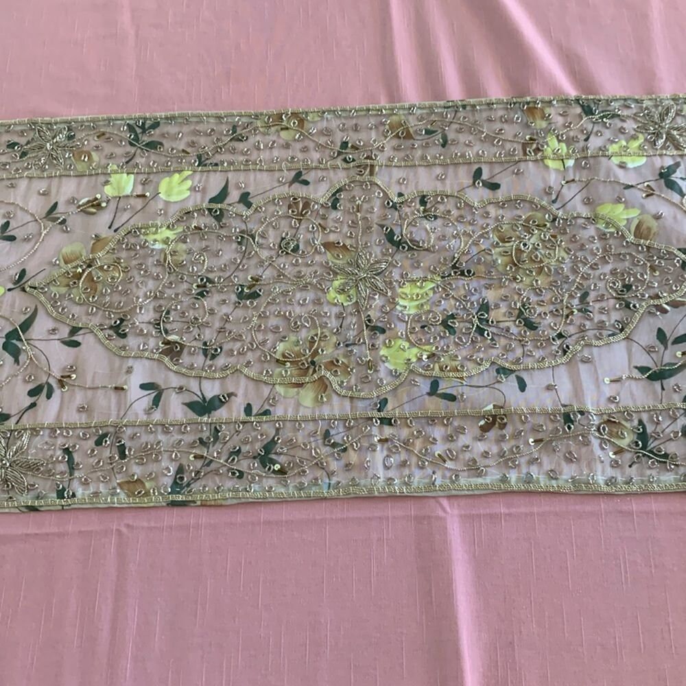 Stunning Hand Beaded, Hand Painted Table Runner - Etsy