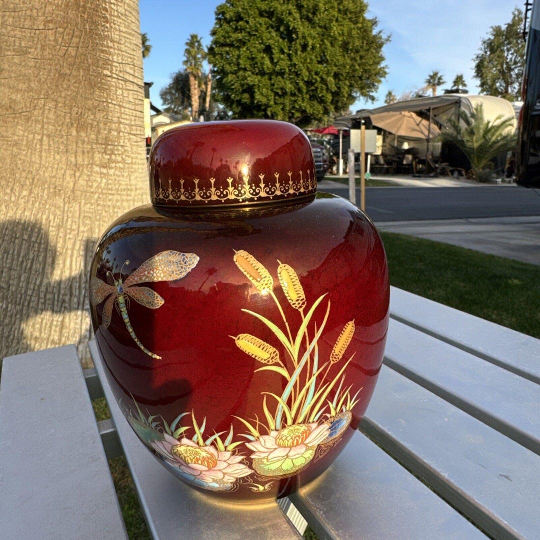 Carlton Ware 7 Covered Ginger Jar Rouge Royal With Dragonfly - Etsy