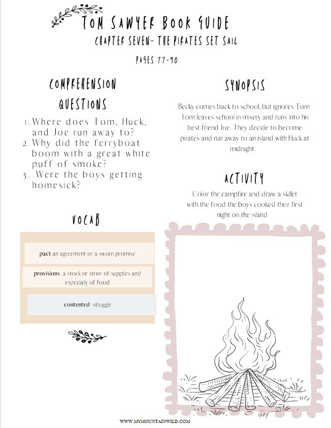 The Adventures of Tom Sawyer Book Guide PDF - Etsy