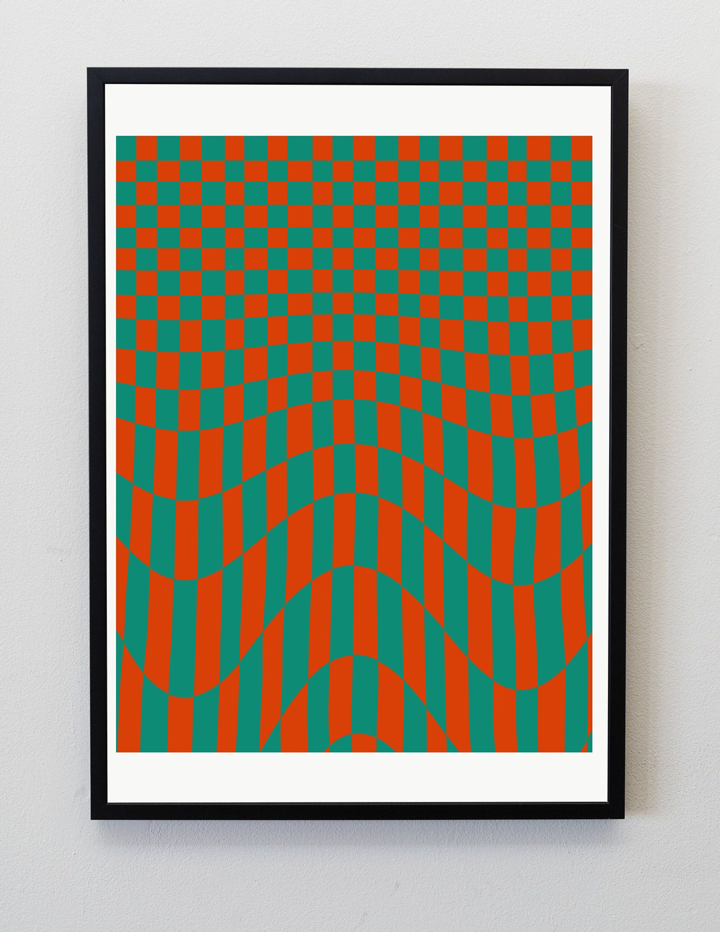 Orange and Green Warped Grid Digital Print Download (8.5”x11”) - Etsy