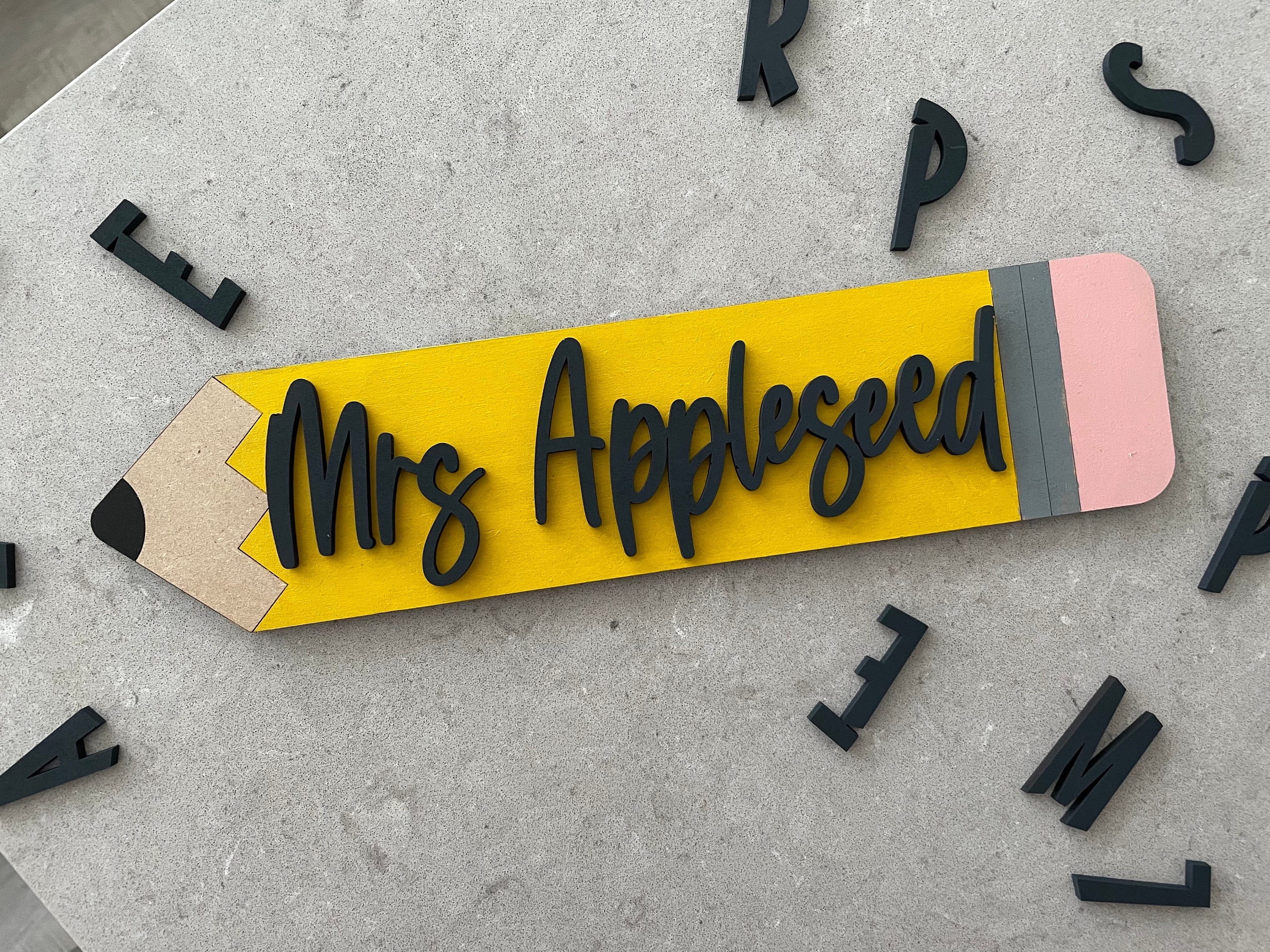 Teacher Pencil Sign Personalized Pencil Sign Wood Pencil - Etsy