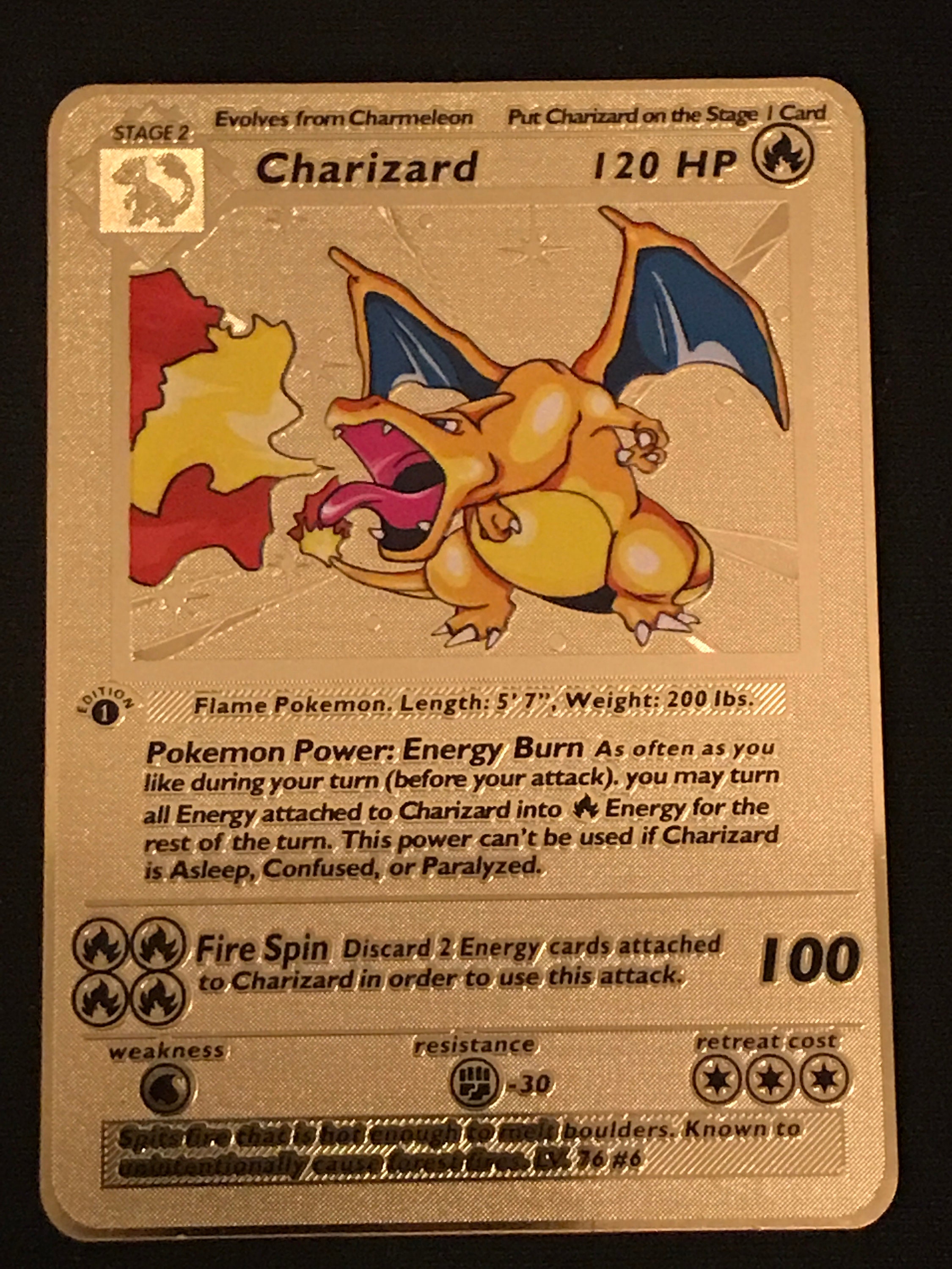 Metal Charizard Pokemon Card