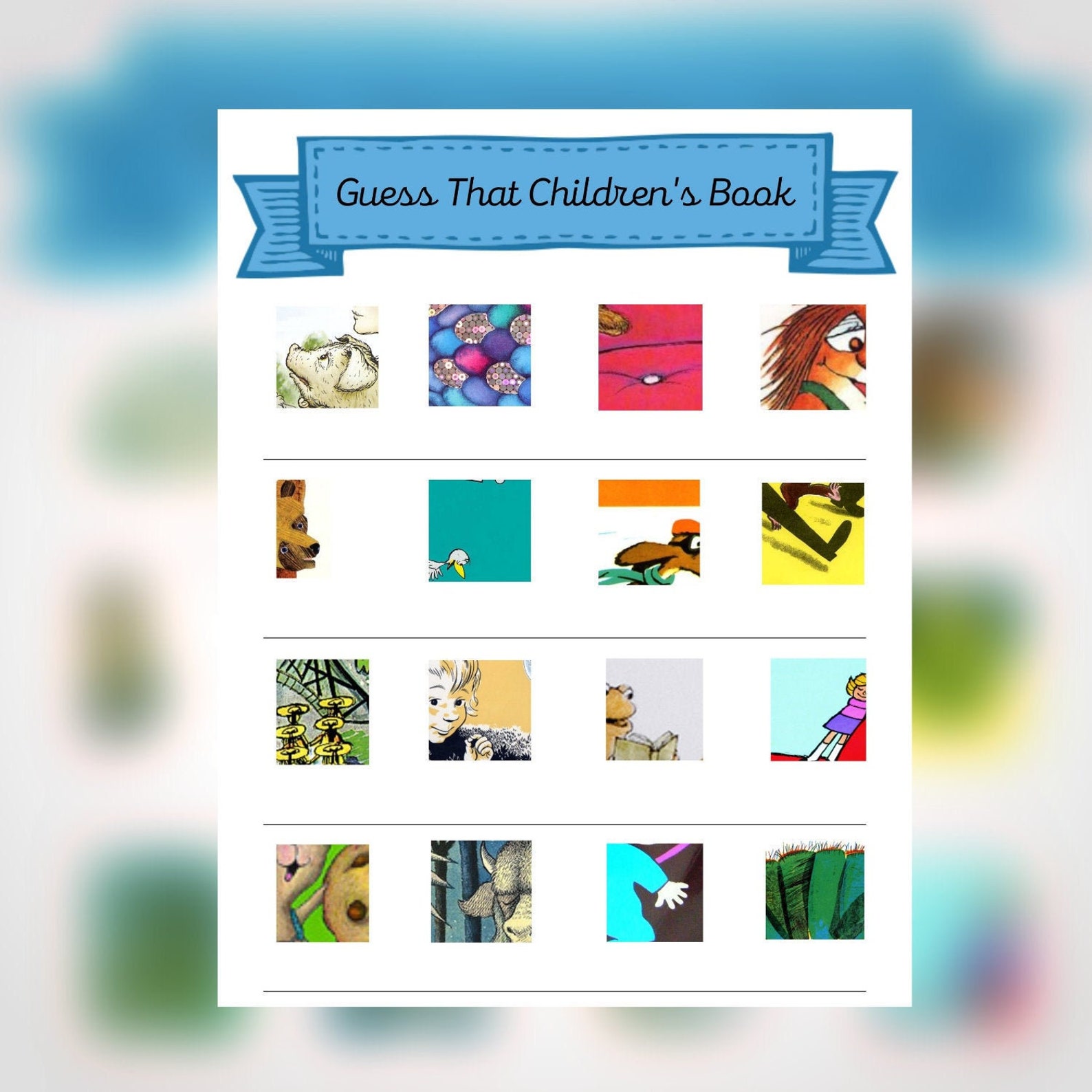 Baby Shower Book Game, Children's Book Game, Baby Shower Printable - Etsy
