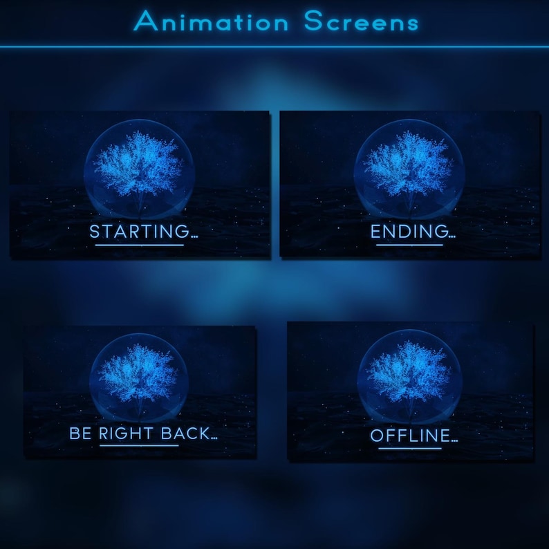 3D Animated Twitch Package Blue Night Ocean, Twitch Overlay, Banner ...