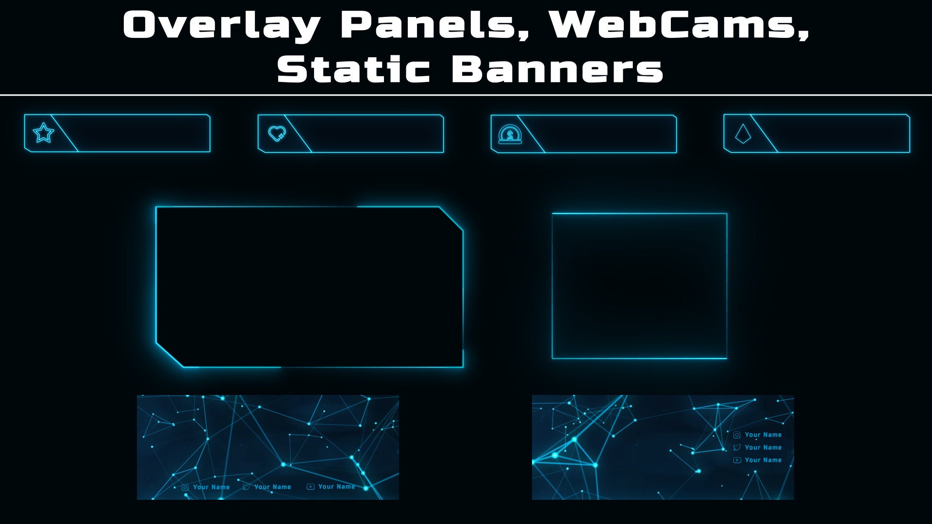 Animated Twitch Package Space Aqua Molecules - Animated Twitch Overlay ...