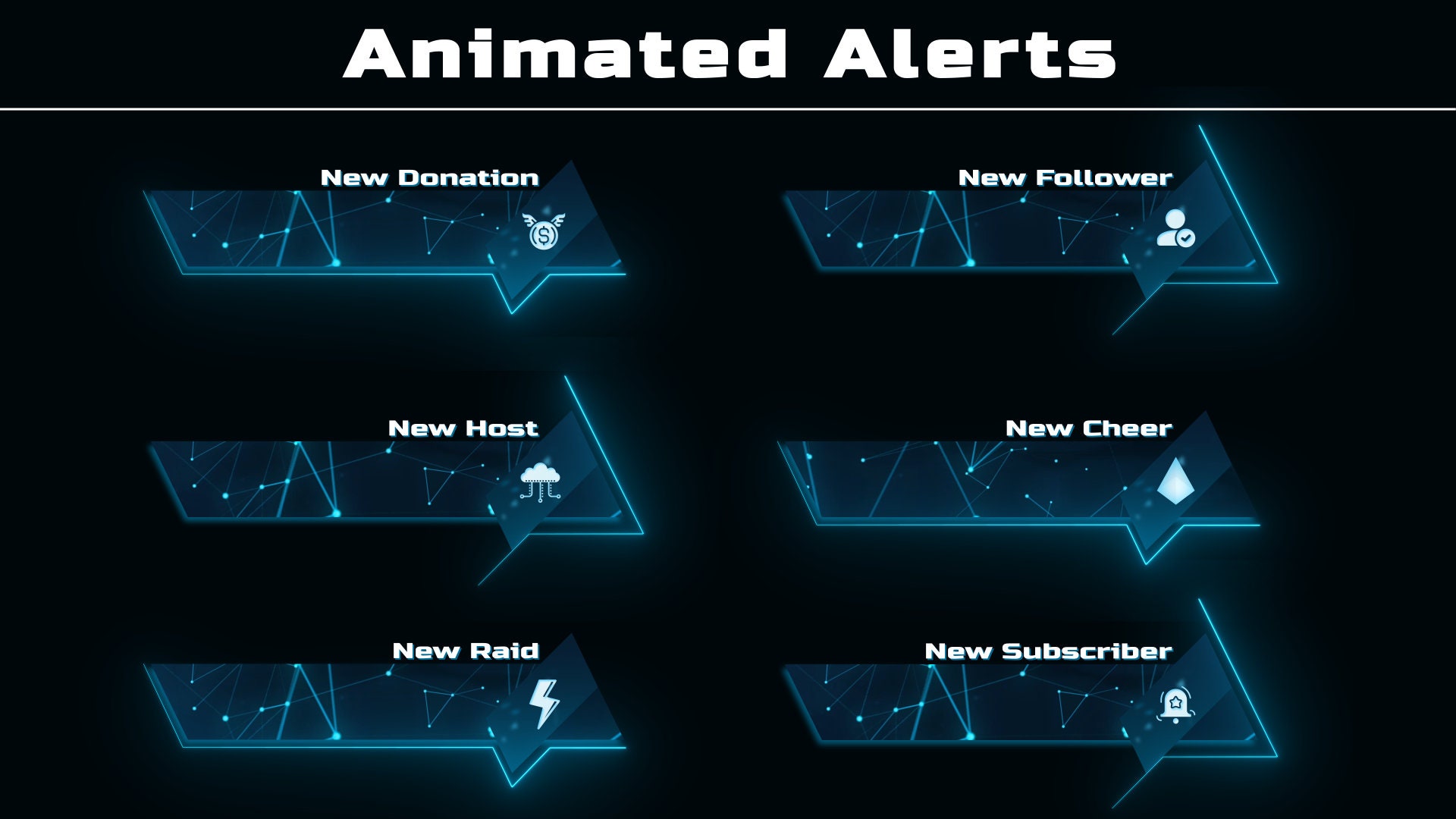 Animated Twitch Package Space Aqua Molecules - Animated Twitch Overlay ...
