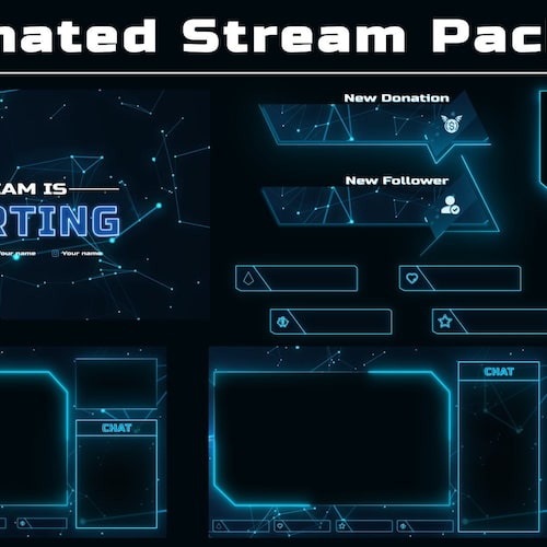 Animated Twitch Package Space Aqua Molecules Animated Twitch - Etsy