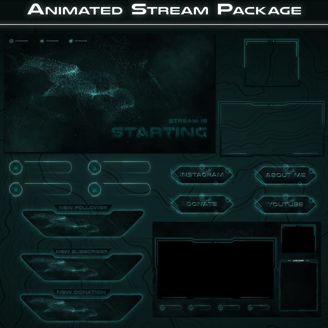 Twitch Black and Green Space Particles Overlays Pack | Animated Stream ...