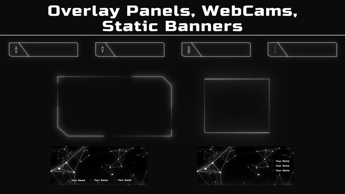 Animated Twitch Overlay Package - Black&white Molecules Animated Stream ...