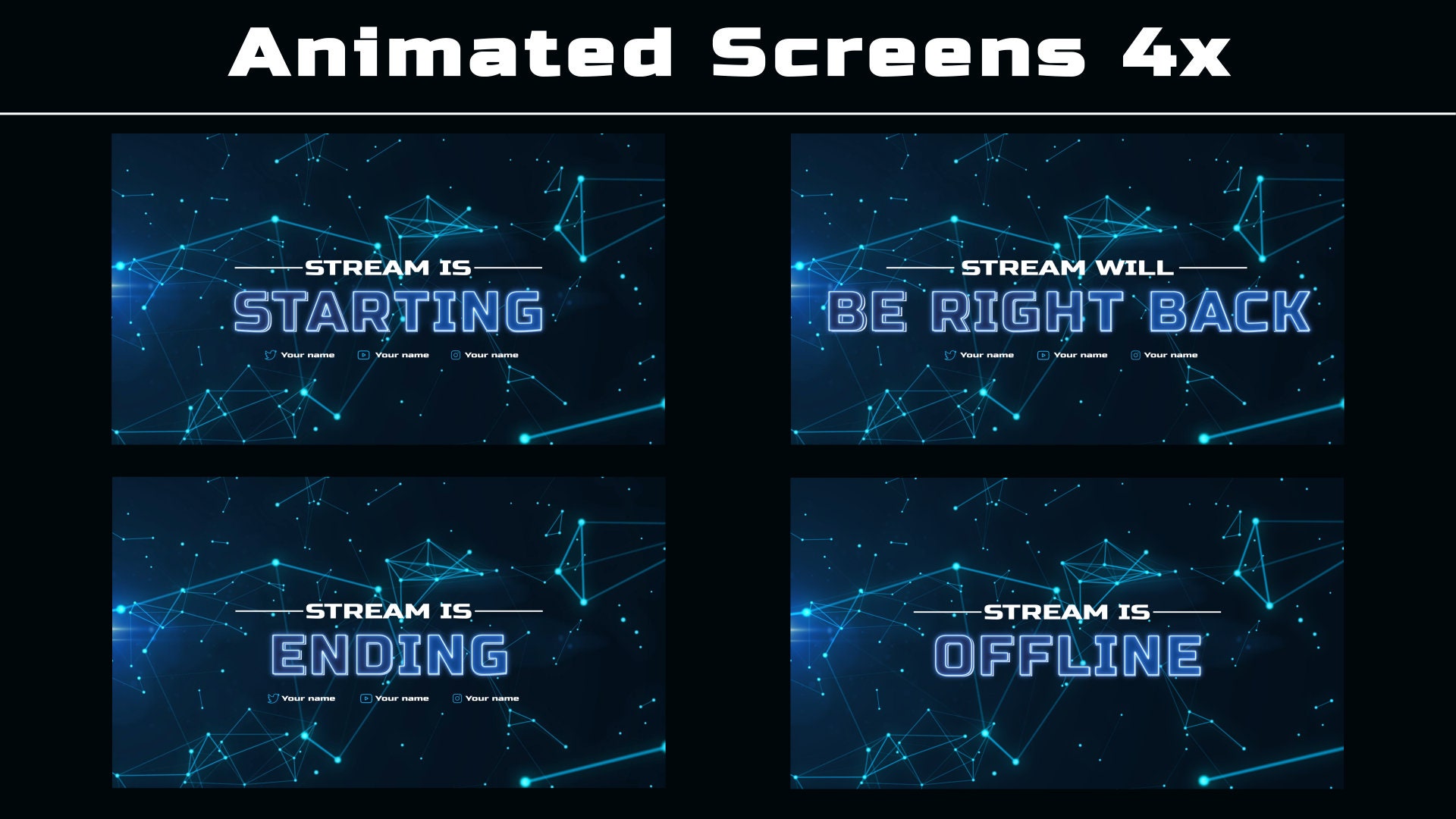 Animated Twitch Package Space Aqua Molecules - Animated Twitch Overlay ...