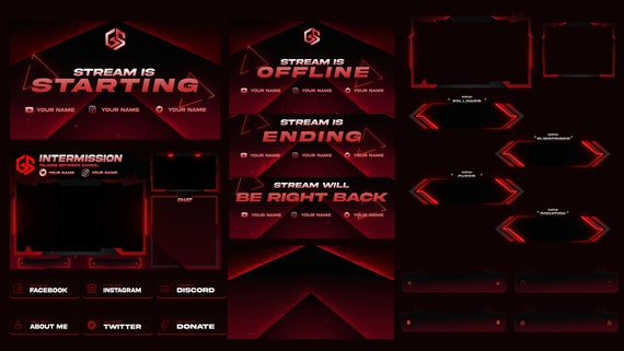 Animated Twitch Package Red Production - Etsy