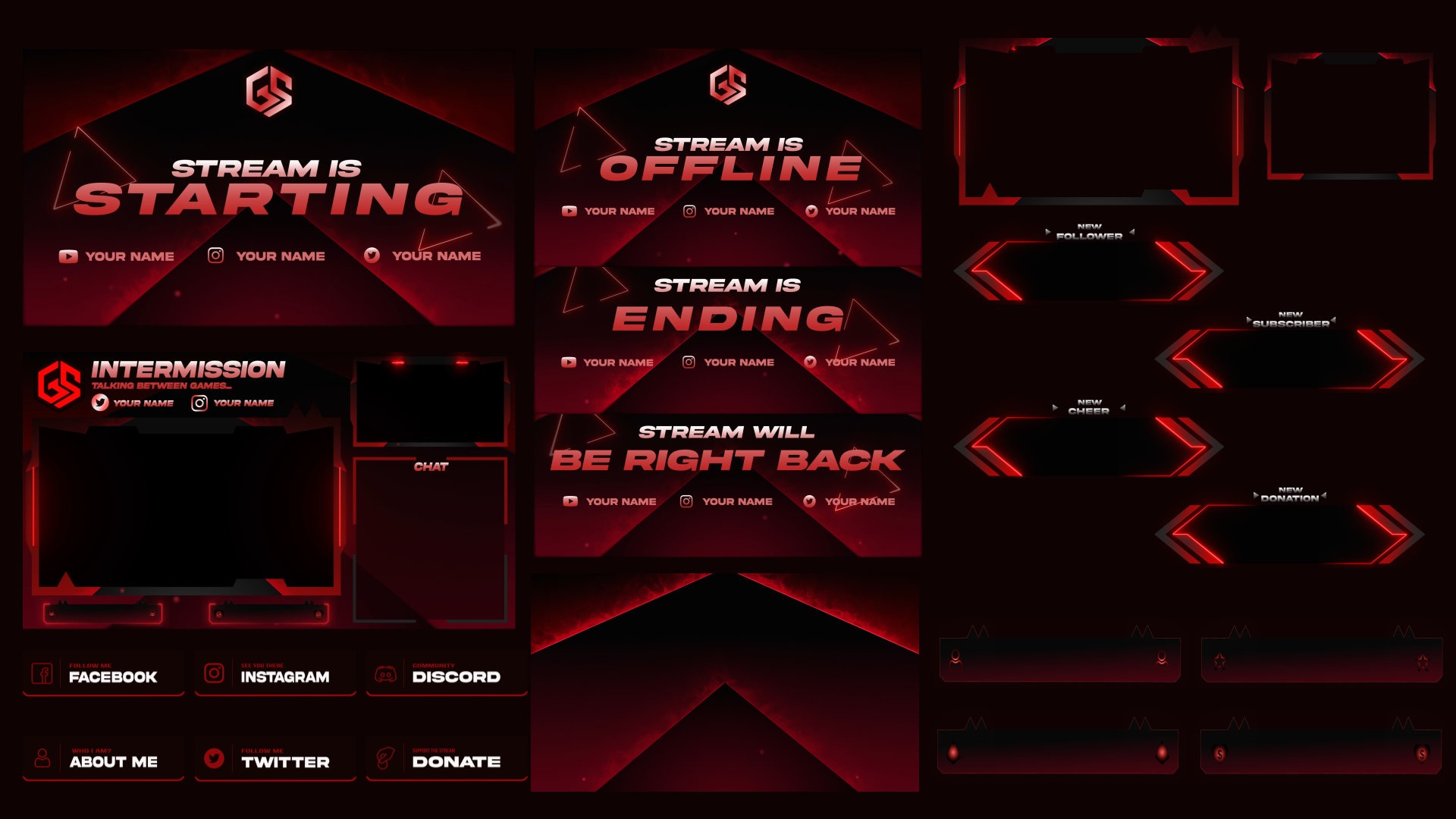 Animated Twitch Package Red Production - Etsy