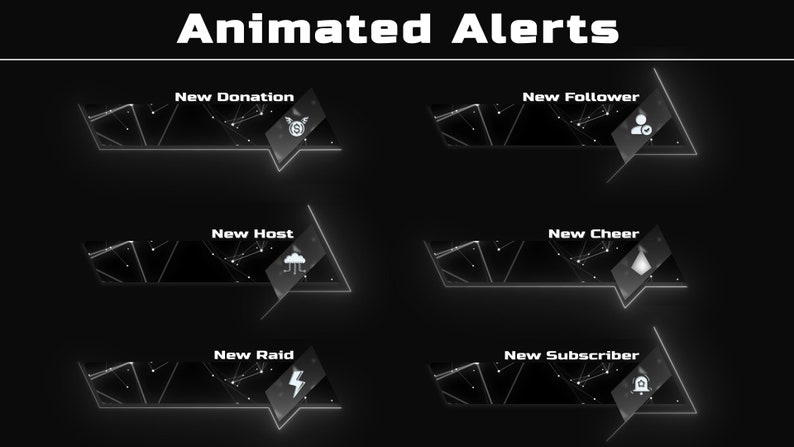 Animated Twitch Overlay Package - Black&white Molecules Animated Stream ...