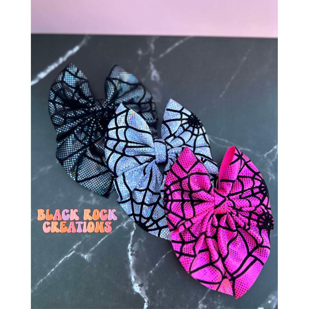 Spider Web Holographic Sparkle Bows, Piggie Bows, Large Hair Bows ...