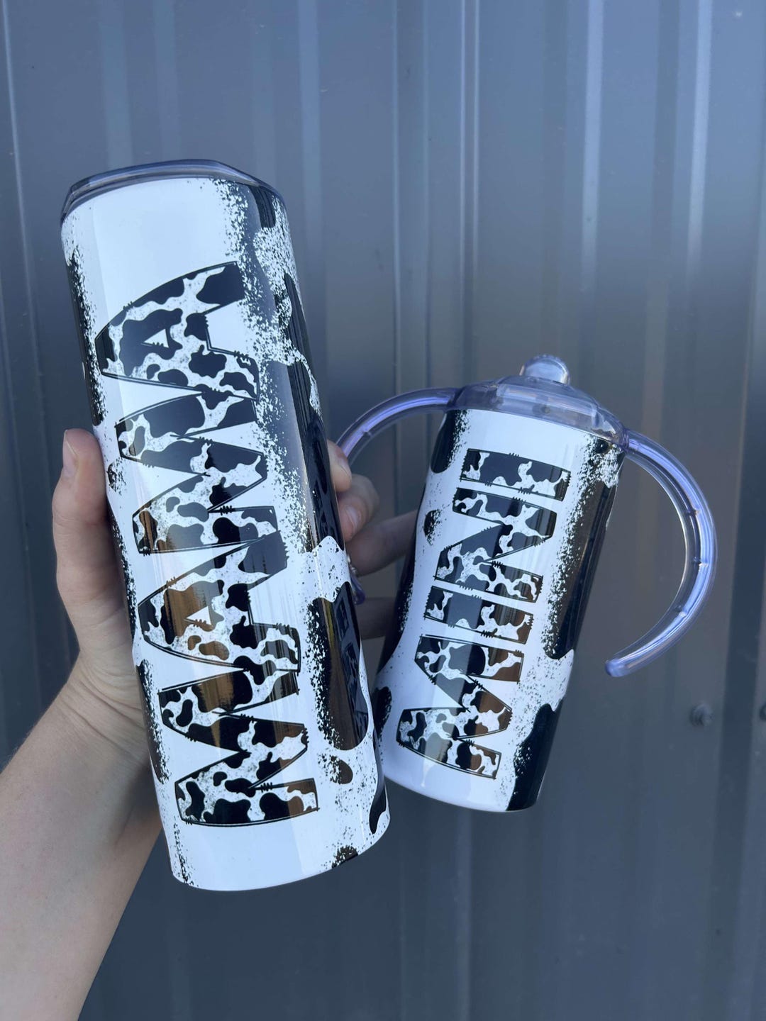 Mama and Mini Cow Print Tumbler Set, Girl Mom, Mini Me, Cow Print ...