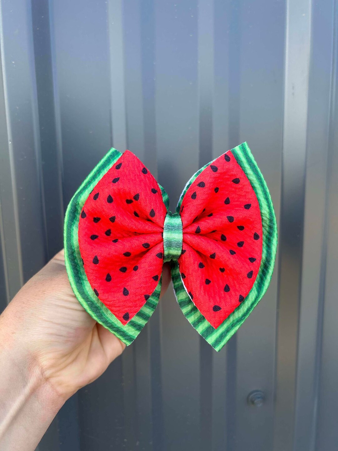 Stacked Watermelon Hair Bow, Large Summer Bows, Hair Bows, Toddler Clip ...