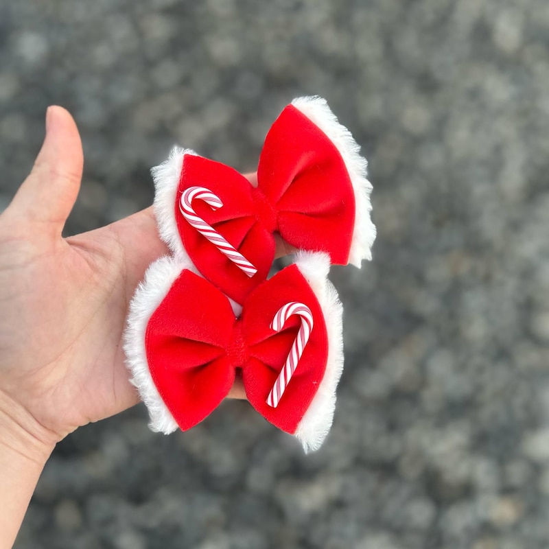 Candy Cane Hair Bow - Etsy