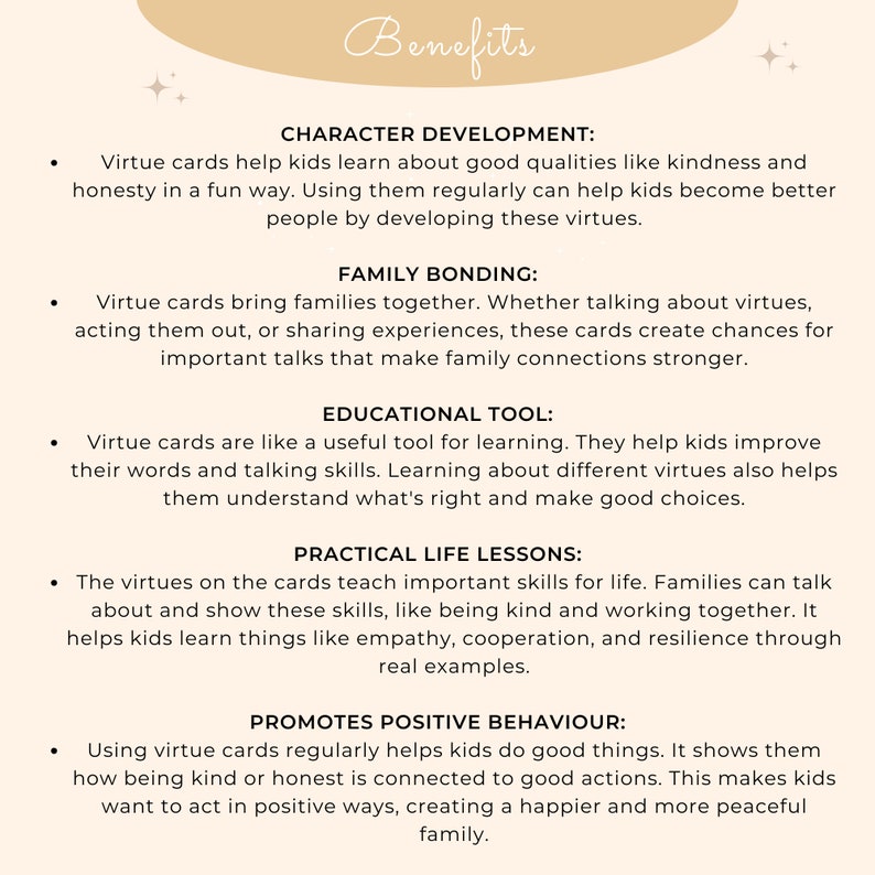 Kids Virtue Cards: Family Game, Teaching Resource (digital Download) - Etsy