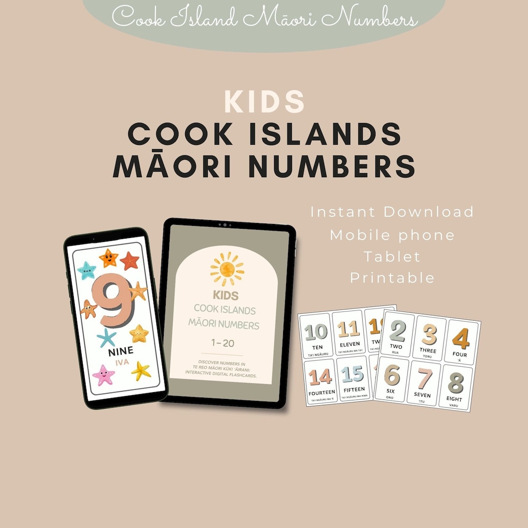 Cook Islands Maori Flashcards, Digital Number Flashcards, Printable ...
