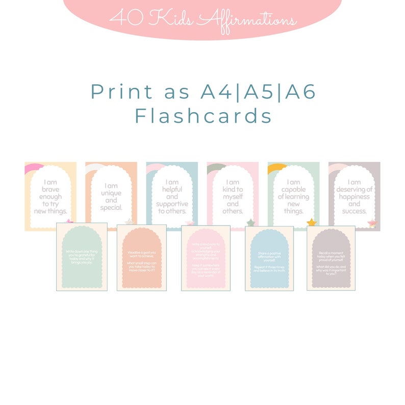 40 Affirmation Cards for Kids Printable, Children's Positive ...