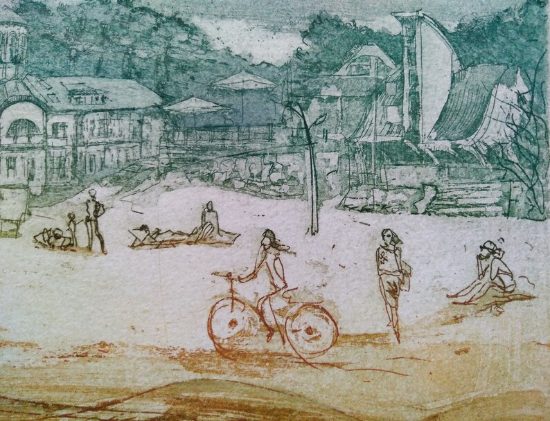 Jurmala's Beach Etching Aquatint Printmaker Fine Art - Etsy