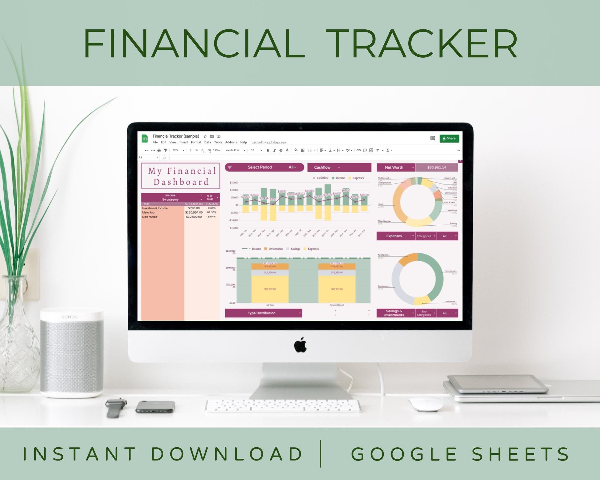Digital Financial Tracker, Money Tracking Spreadsheet, Personal ...