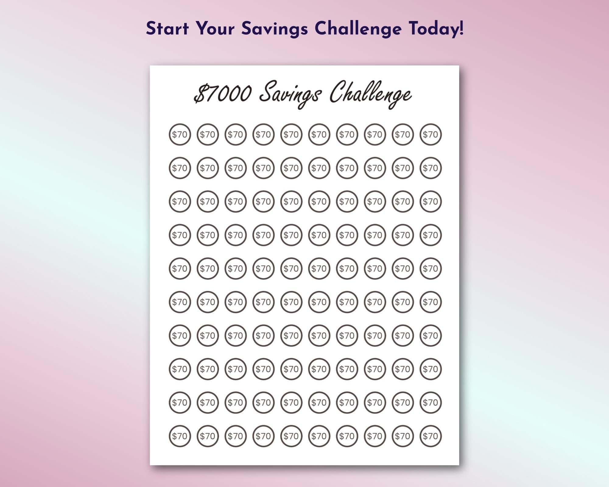7000 Savings Challenge Printable, Minimalist Savings PDF Template, 7k ...