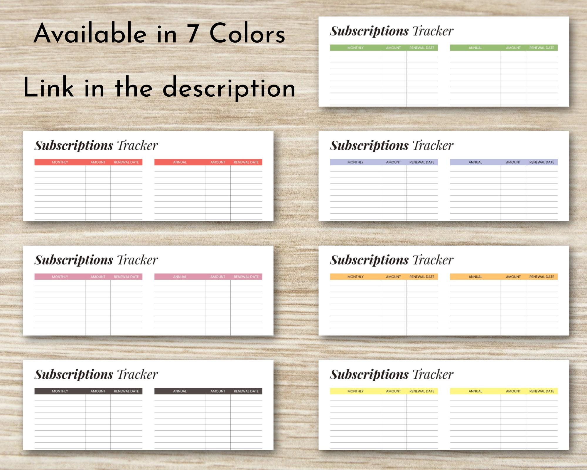 Multiple Types Membership Tracker, Monthly Subscription Template ...