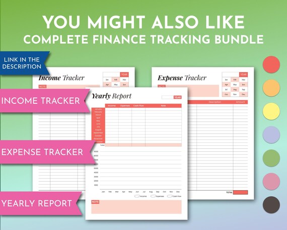 Paper & Party Supplies Paper Blue Income Tracker Worksheet Printable ...