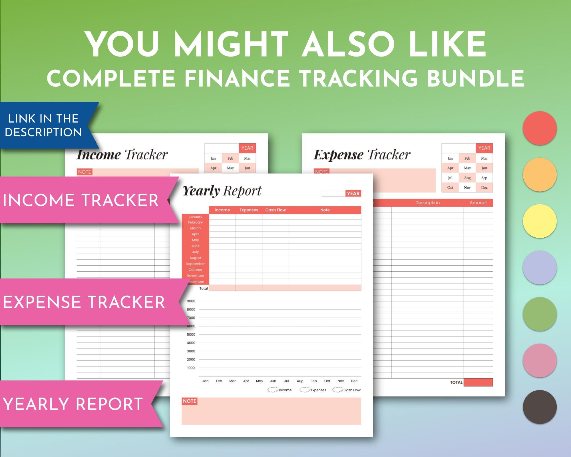 Blue Income Tracker Worksheet, Printable PDF Template, Instant Download ...