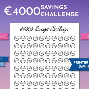 4000 Euro Savings Challenge Printable Minimalist Savings - Etsy