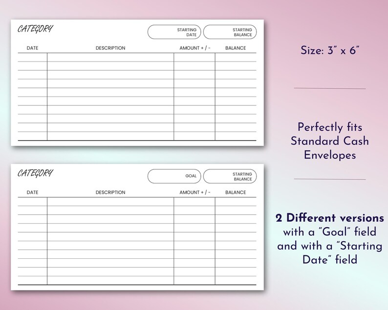 Printable Cash Envelope Tracker, Envelope Method Paycheck Tracker ...