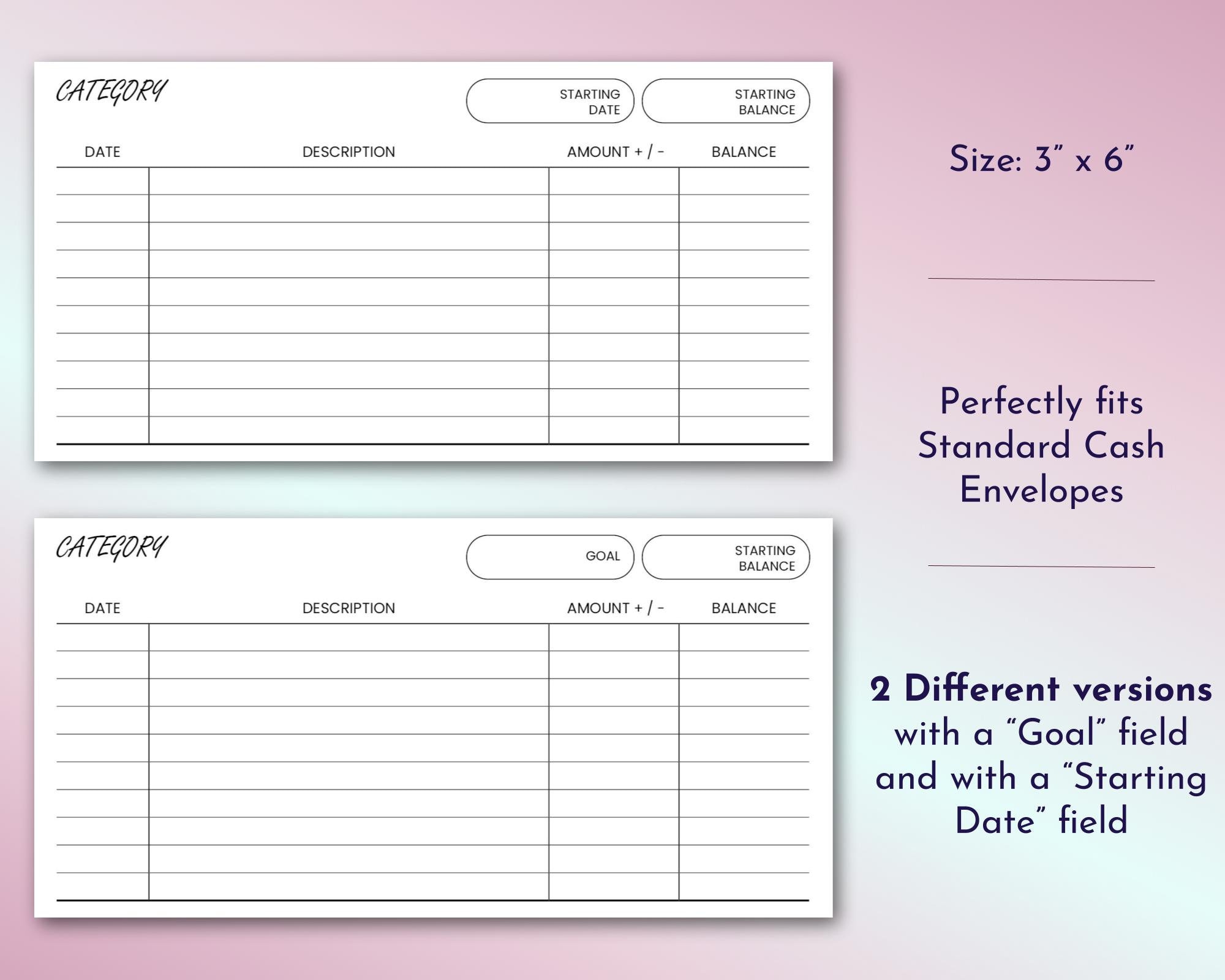 Printable Cash Envelope Tracker Envelope Method Paycheck - Etsy