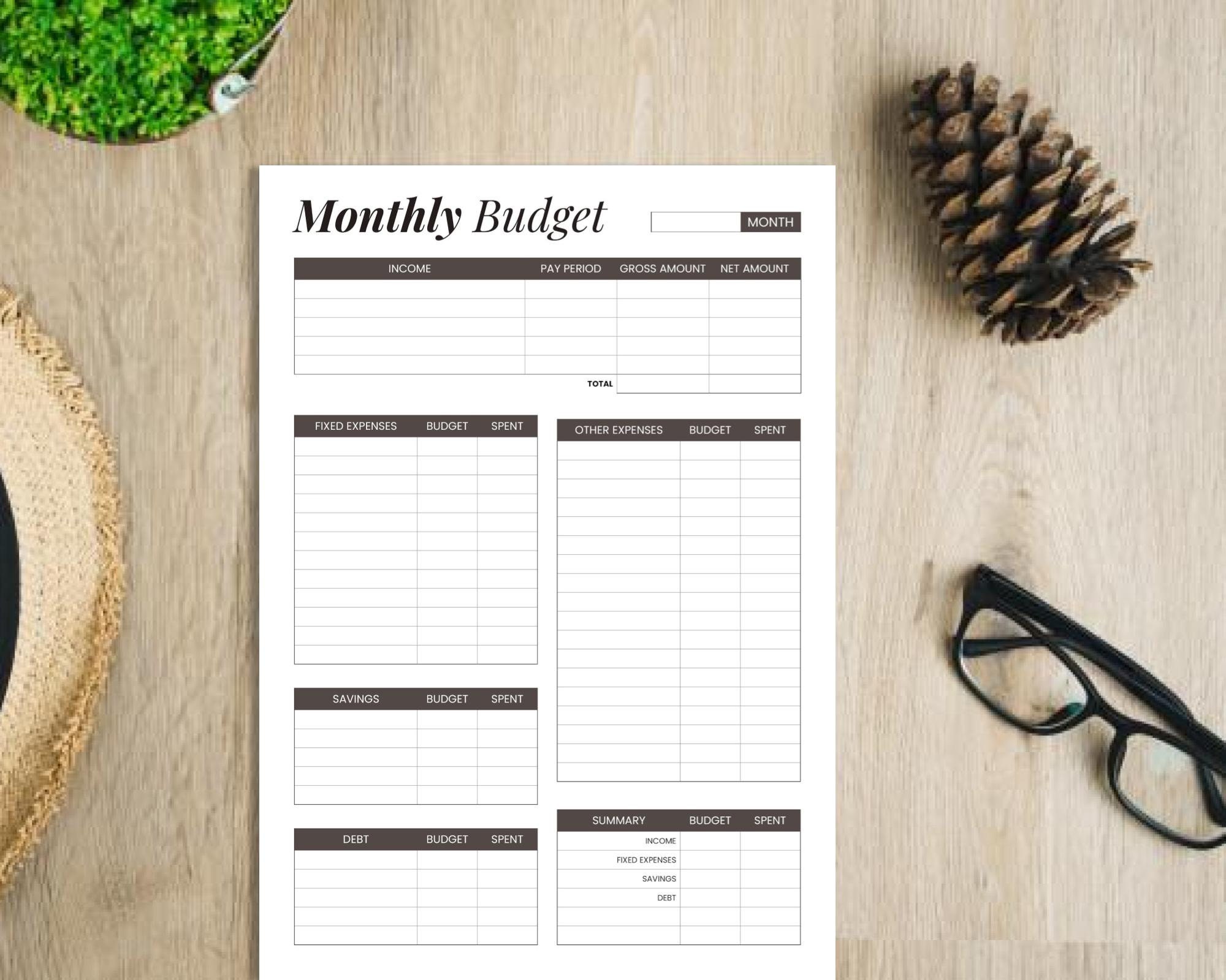 Printable Monthly Budget Planer, Customizable Home Budget Plan, Finance ...
