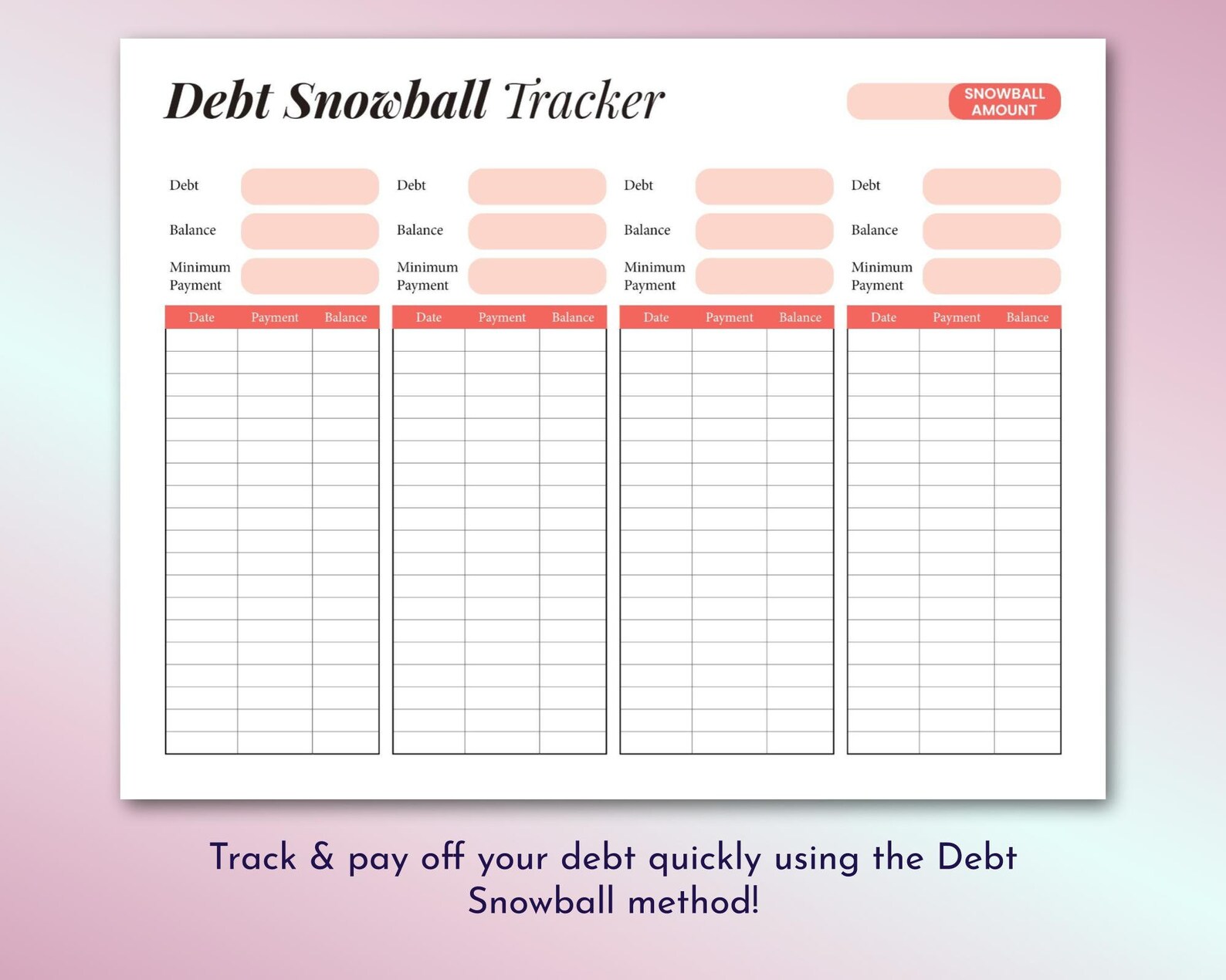 Snowball Debt Planner Debt Repayment Tracker, Multiple Loan ...