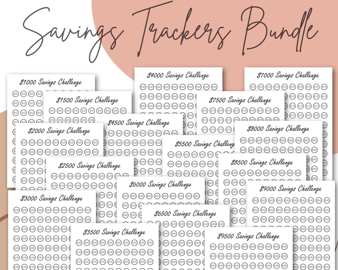 Savings Challenge Printable Bundle, Personal Financial Goal Worksheet ...