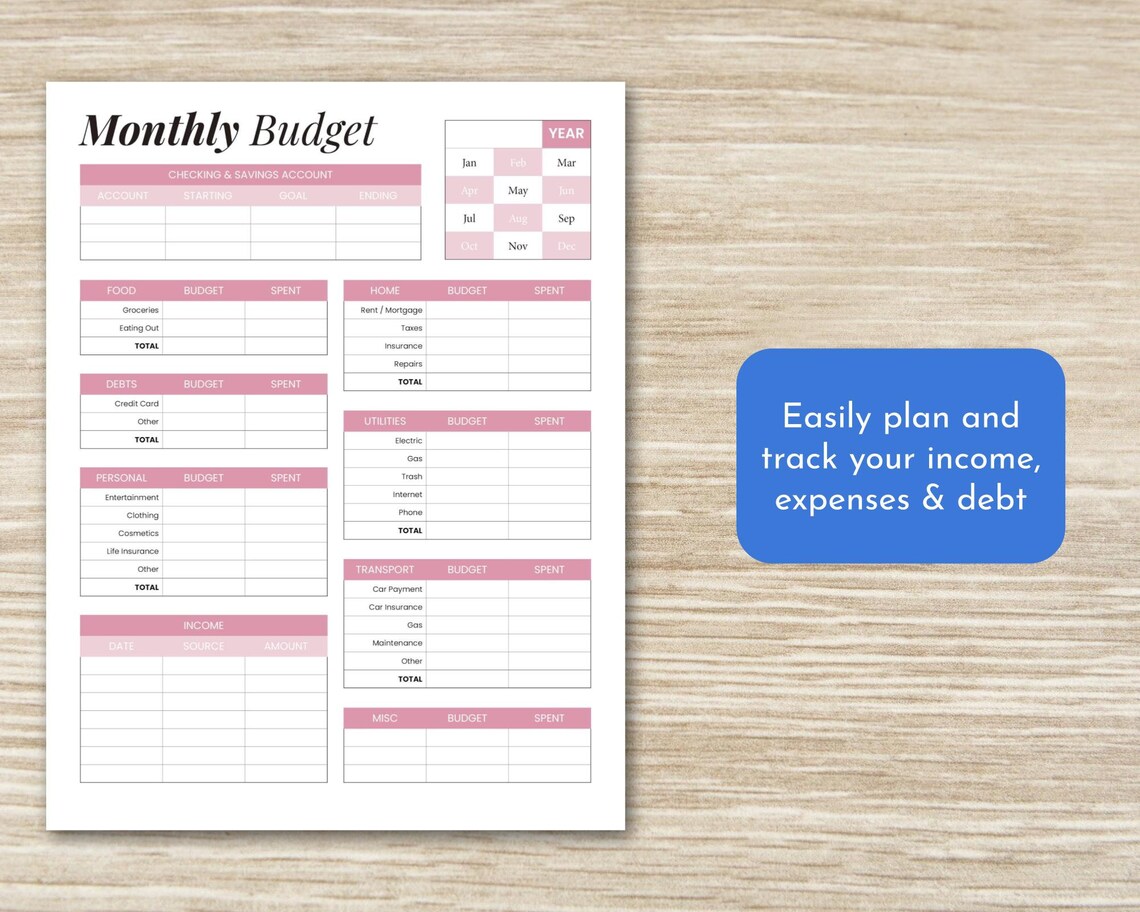 Monthly Budget Planner, Categorized Personal Finance PDF, Monthly ...