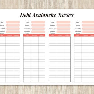 Debt Avalanche Tracker Printable, Money Planner PDF, Colorful ...