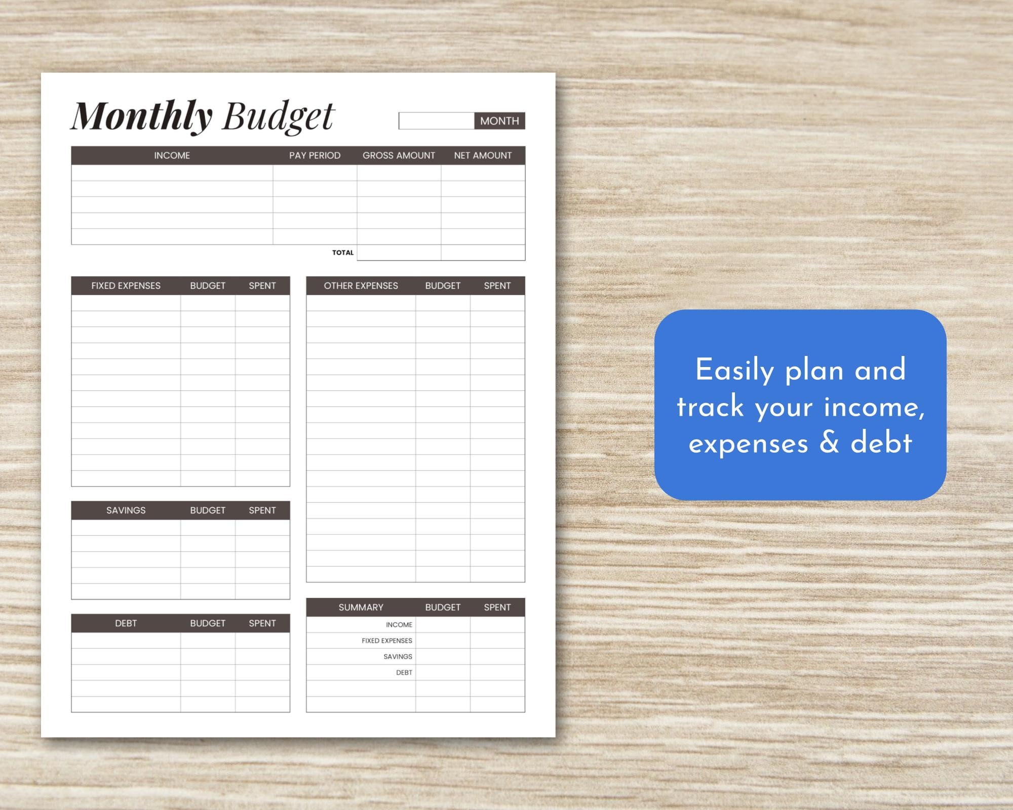 Printable Monthly Budget Planer, Customizable Home Budget Plan, Finance ...