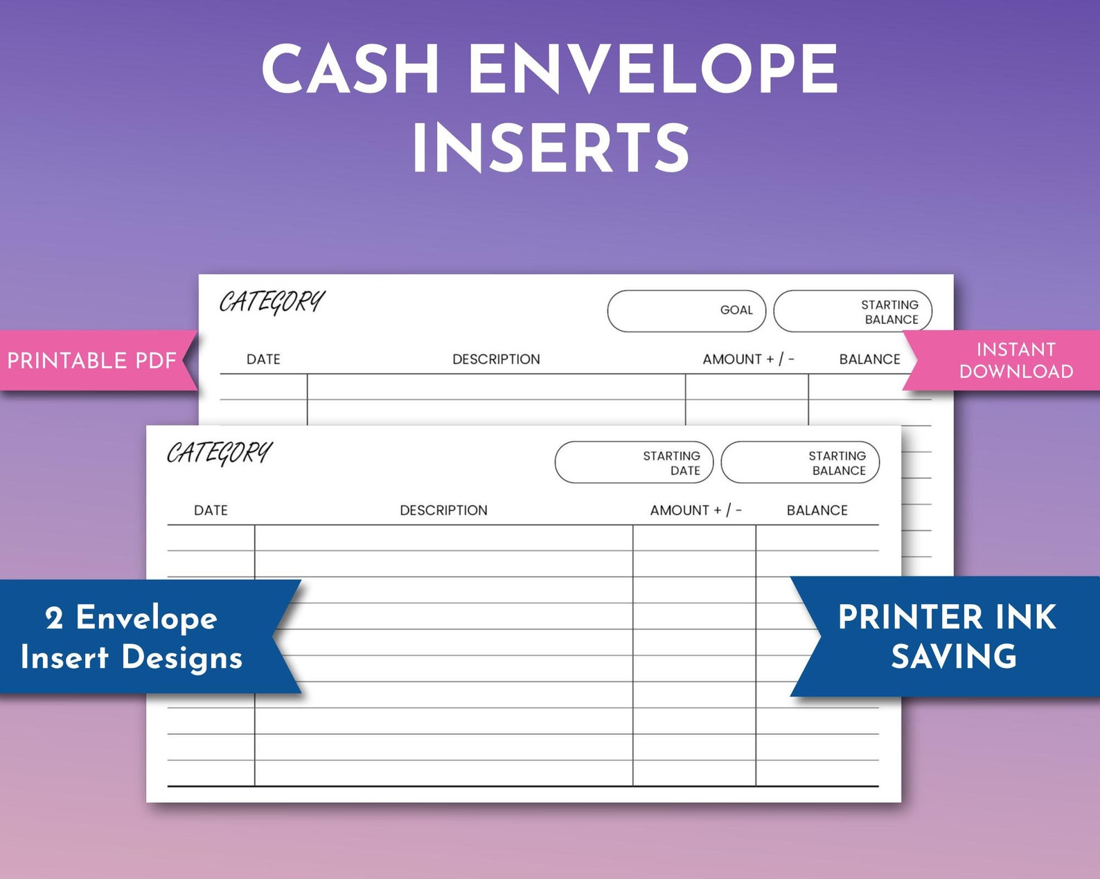 Printable Cash Envelope Tracker, Envelope Method Paycheck Tracker ...